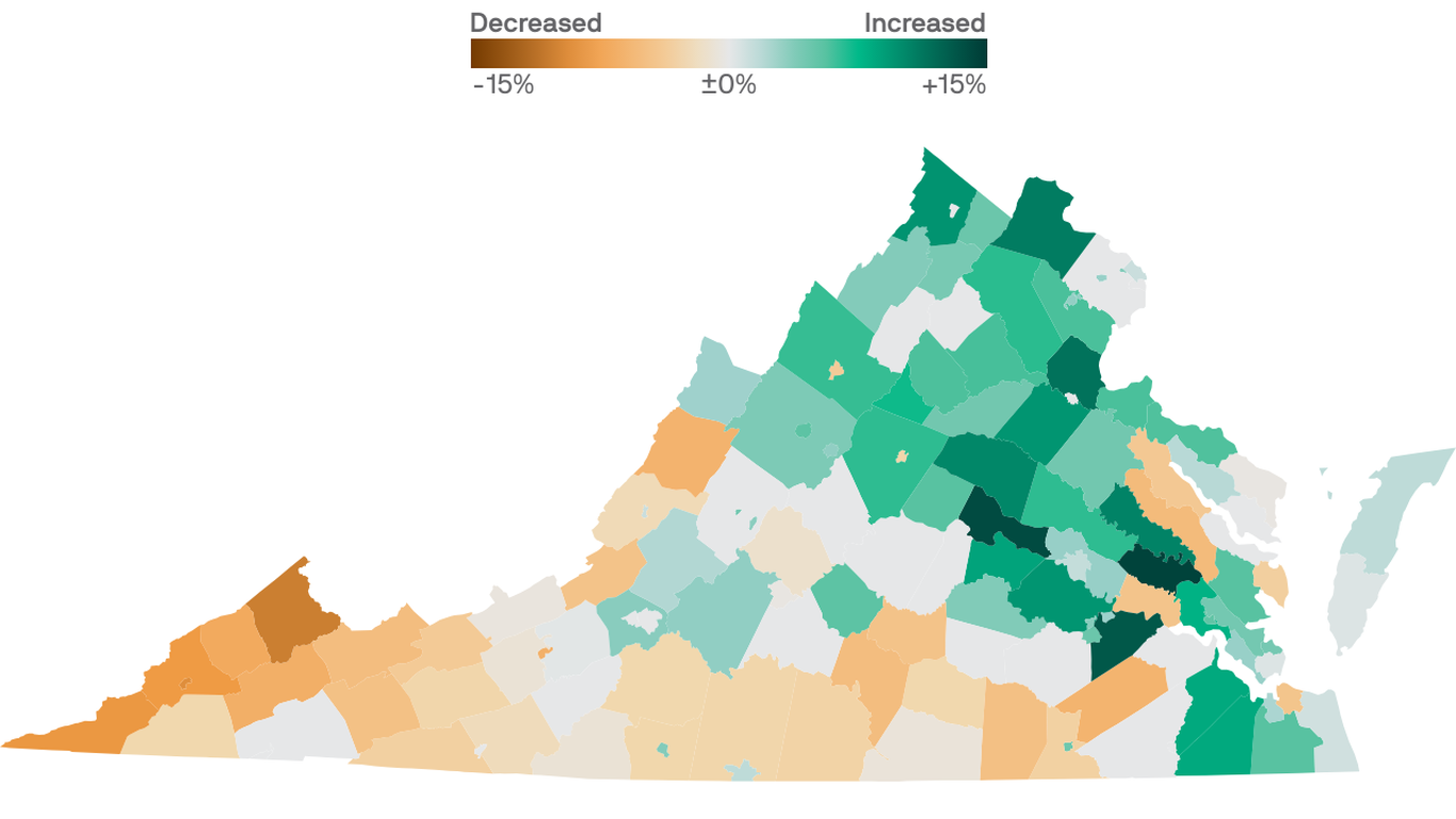 Virginia's fastest-growing counties, mapped - Axios Richmond