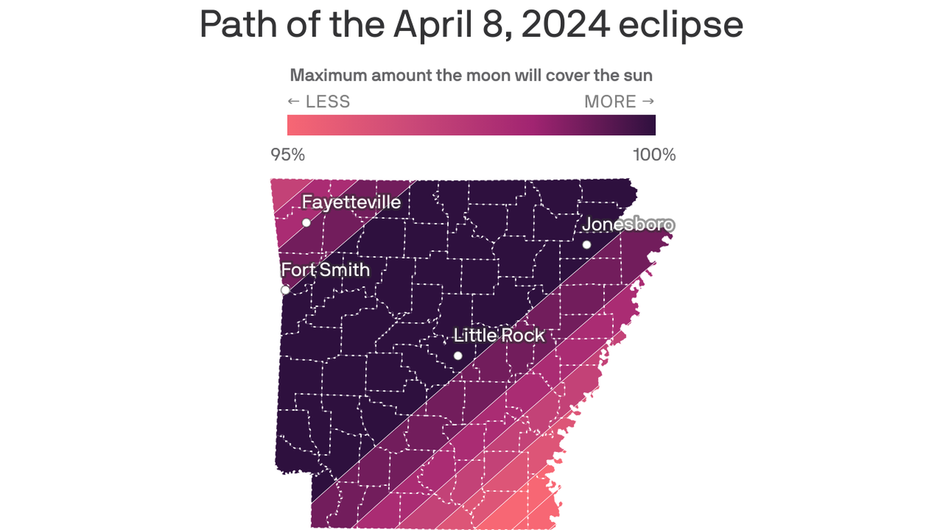 Map: Where to see the total solar eclipse in Arkansas - Axios NW Arkansas