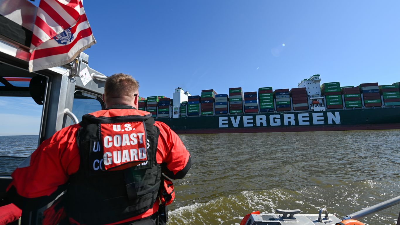 Evergreen container ship runs aground in Chesapeake Bay