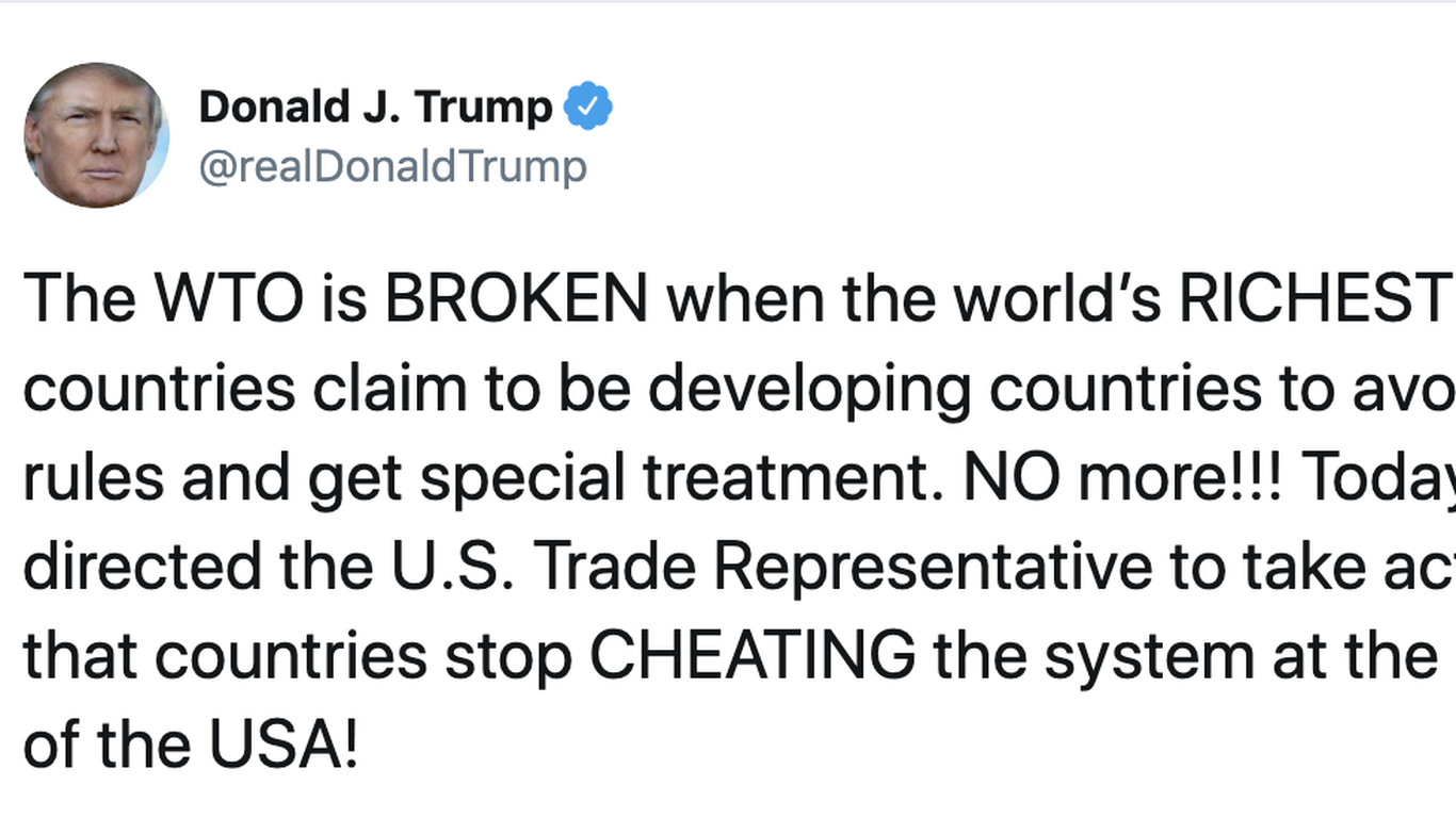 Trump targets foreign competitors in call for World Trade Organization ...