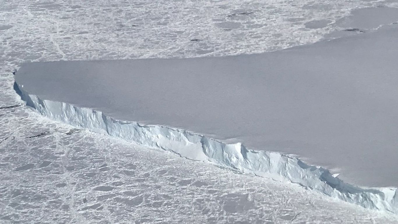 A 1,000-foot tall chasm is found within a crucial Antarctic glacier