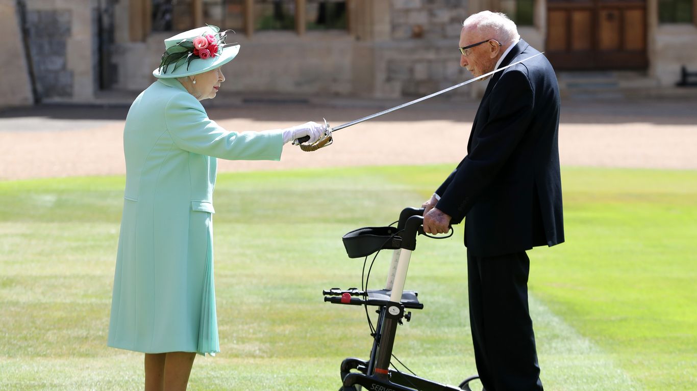 Queen knights 100-year-old who raised more than $40 million for U.K.'s ...