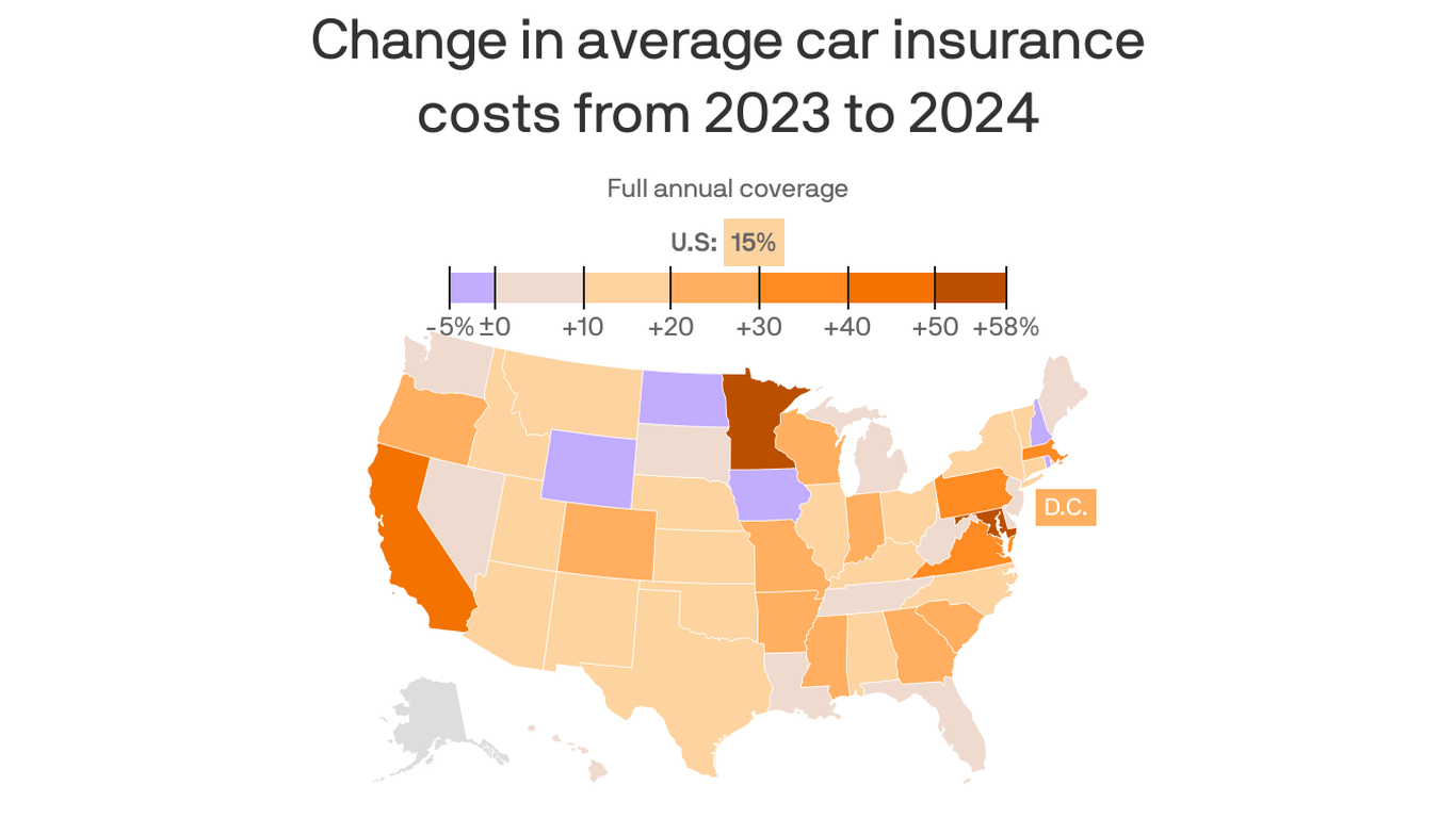 Where car insurance costs are rising the fastest