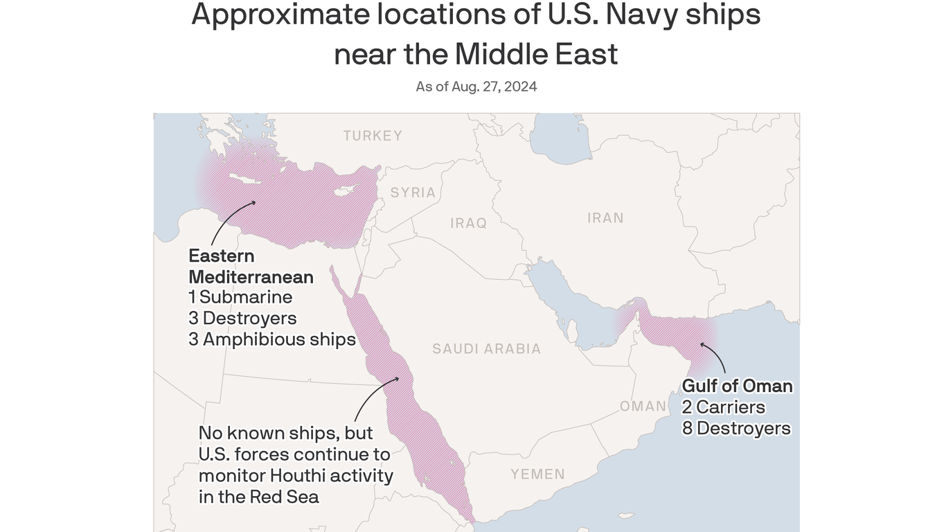 U.S. rushes warships to Middle East to deter Iran-Israel war: Mapped
