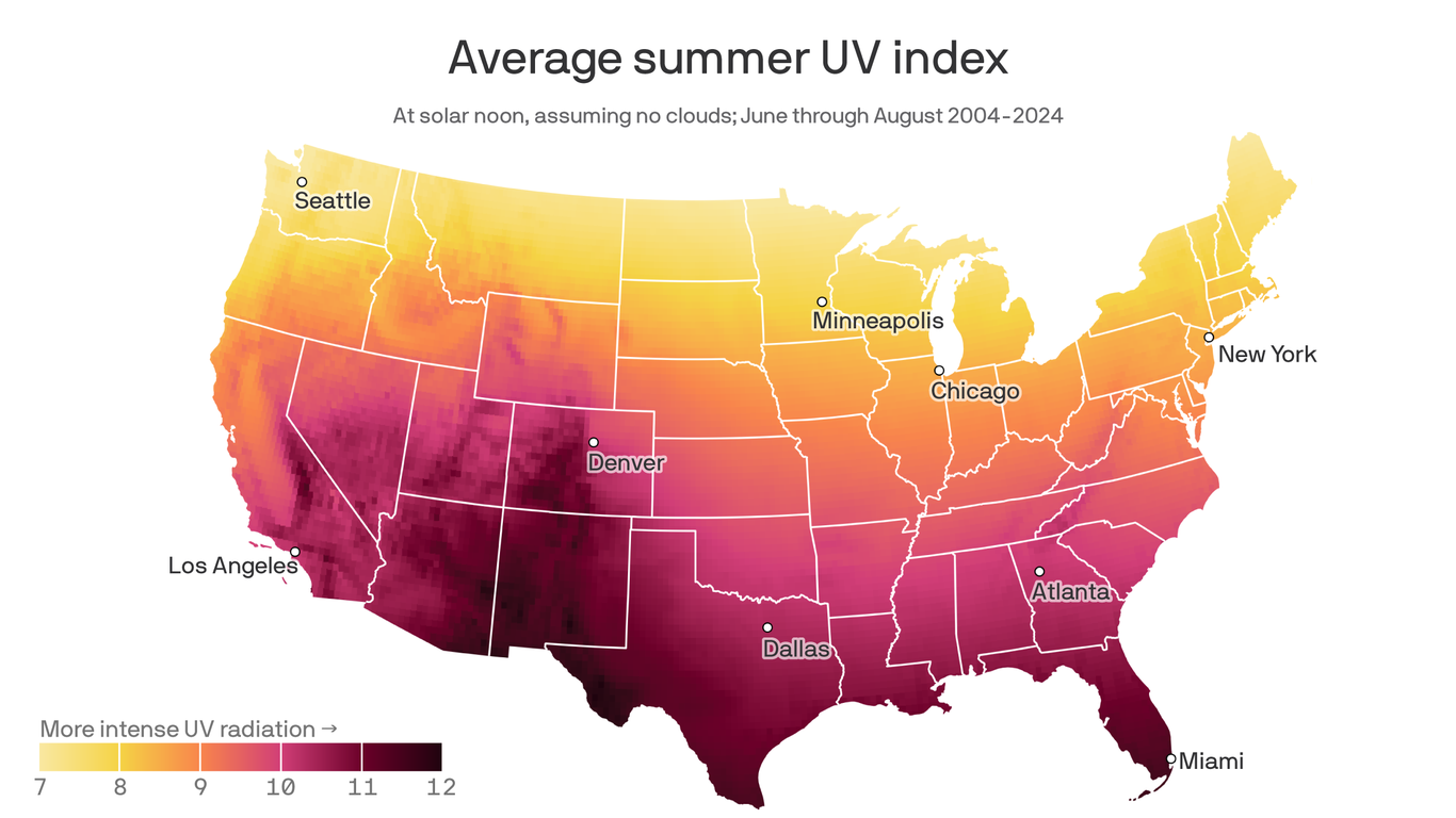 UV index peaks at midday: Where it's "extreme"