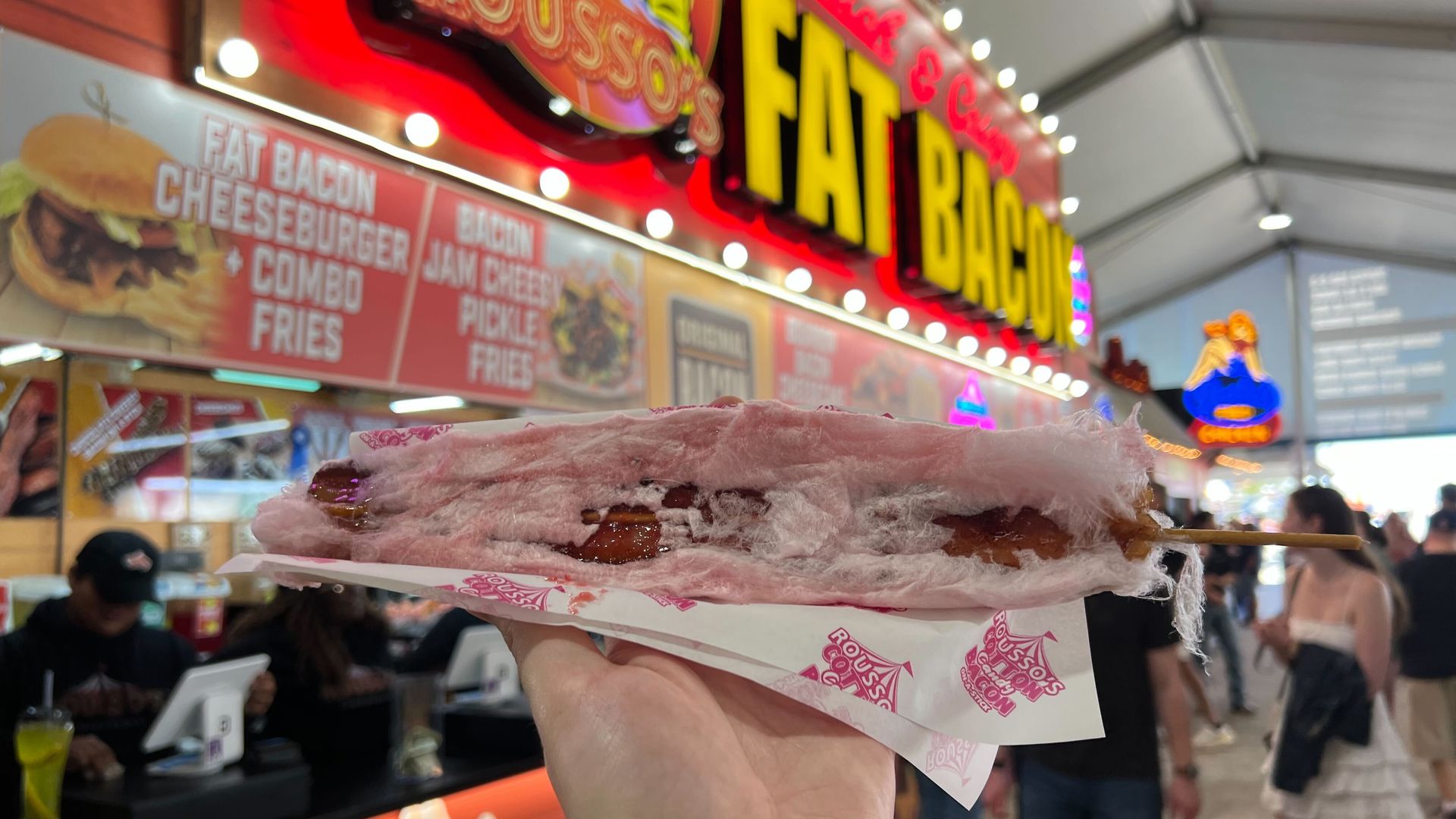 Trying the cotton candy bacon at Rodeo Houston - Axios Houston
