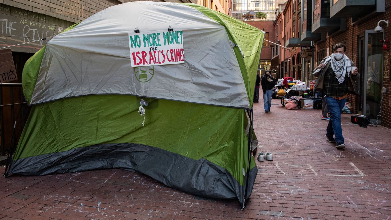 Boston-area colleges see pro-Palestinian encampments pop up - Axios Boston