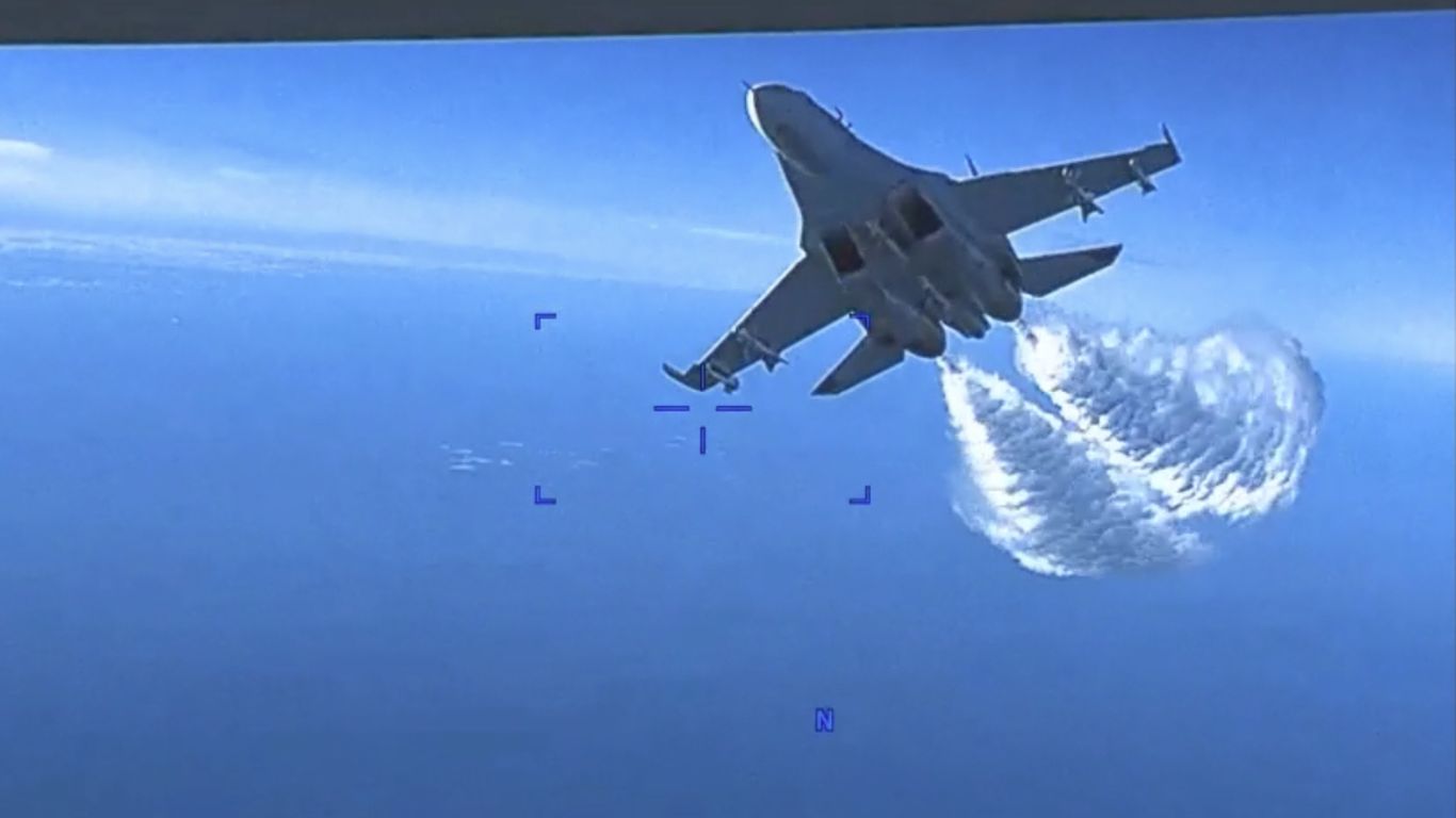 U.S. releases footage of Russian jet intercepting drone above Black Sea