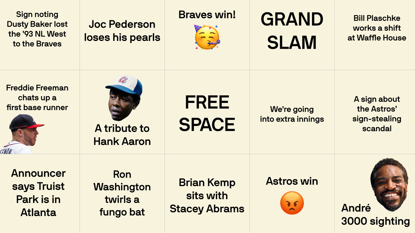 Cheer on the Atlanta Braves with World Series Bingo - Axios Atlanta